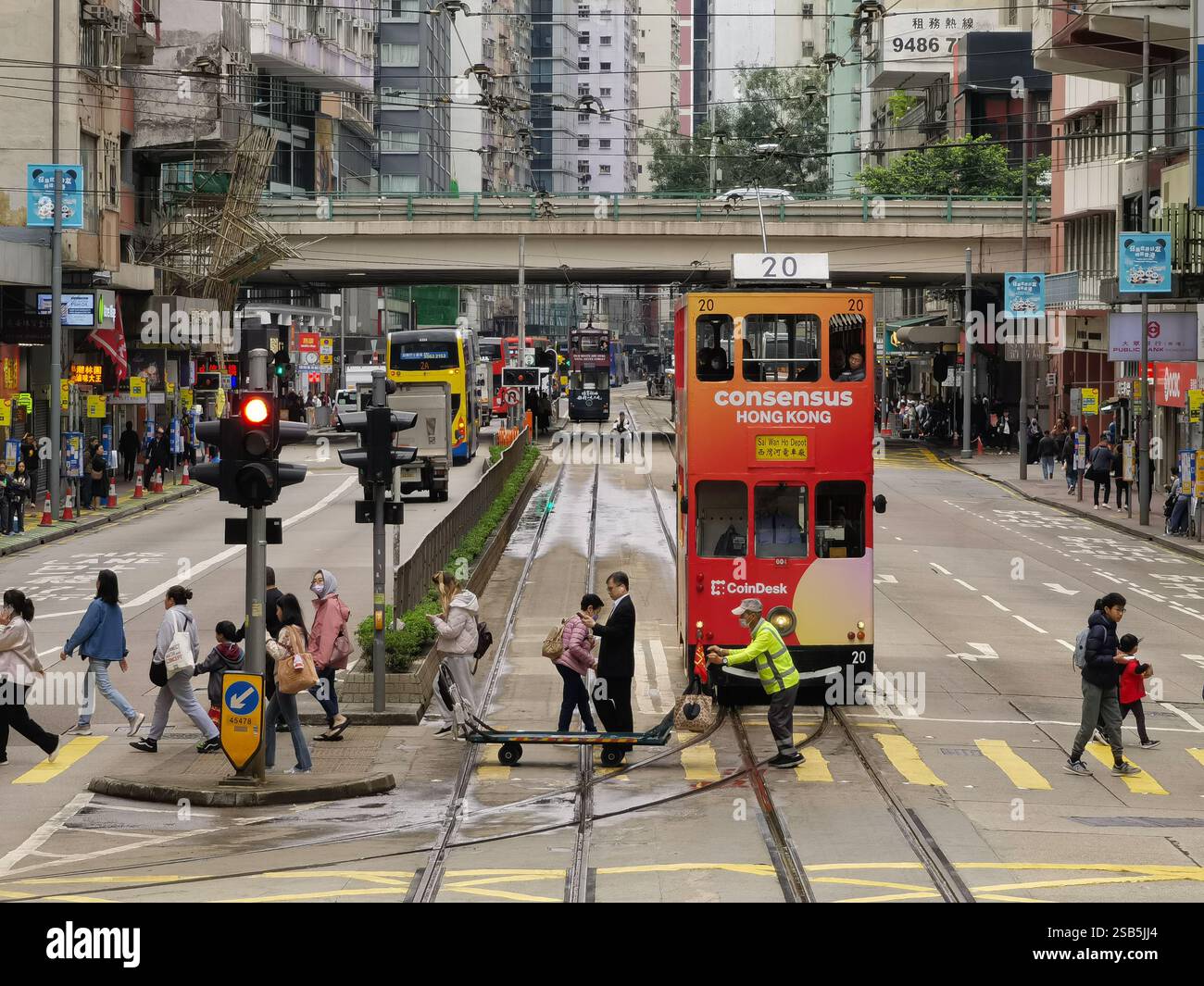 Hong Kong, China - February 01, 2025 : A bustling Hong Kong street ...