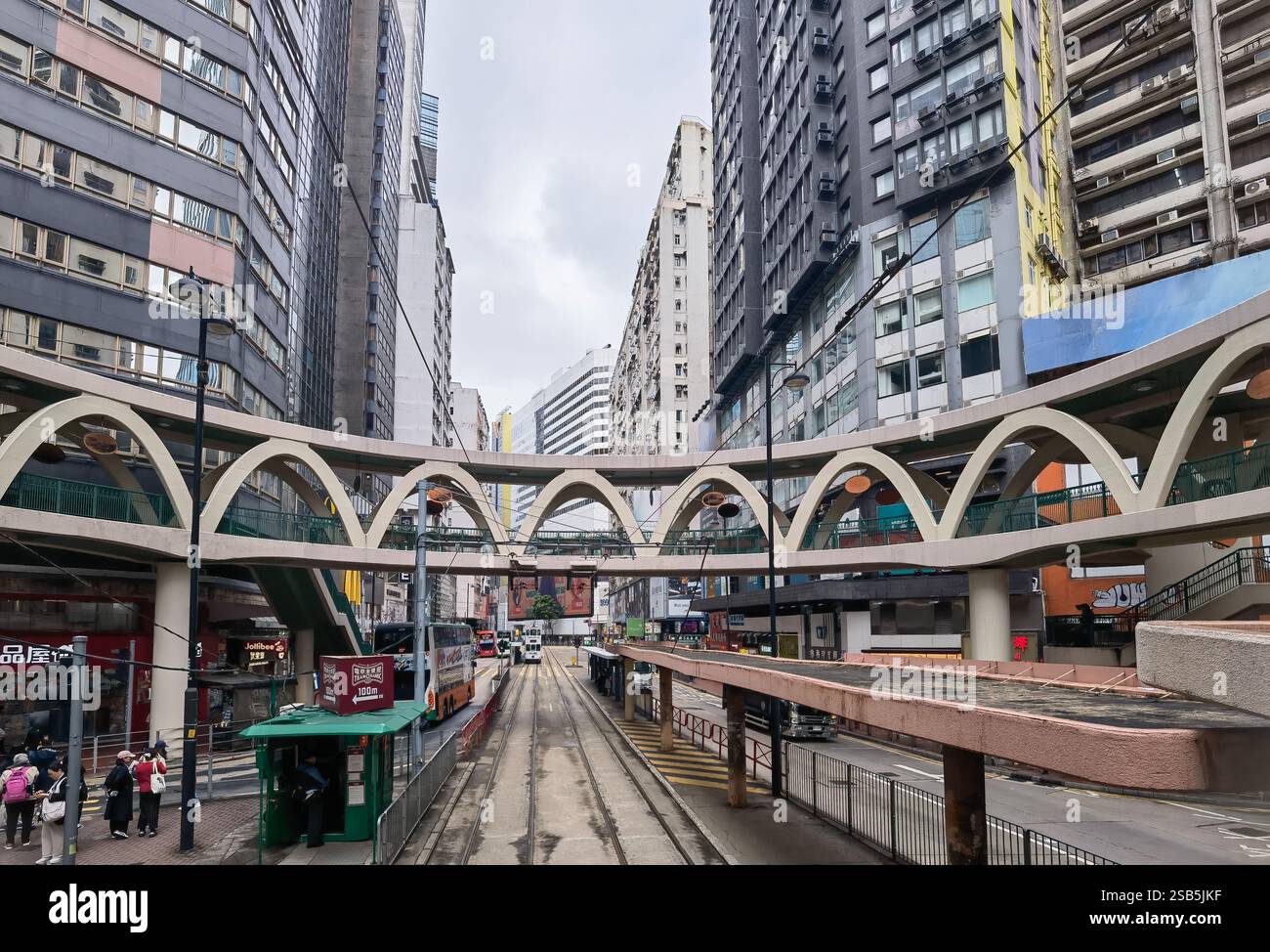 Hong Kong, China - February 01, 2025 : A Hong Kong tram track runs ...