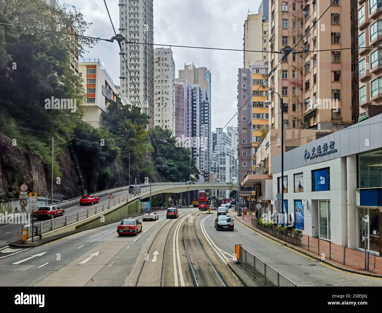 Hong Kong, China - February 01, 2025 : A Hong Kong tram glides along a ...