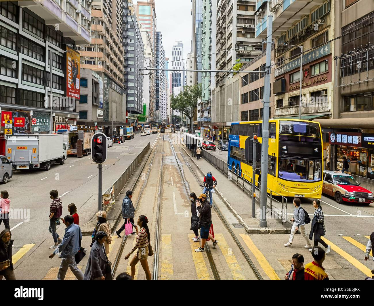 Hong Kong, China - February 01, 2025 : A bustling Hong Kong street ...