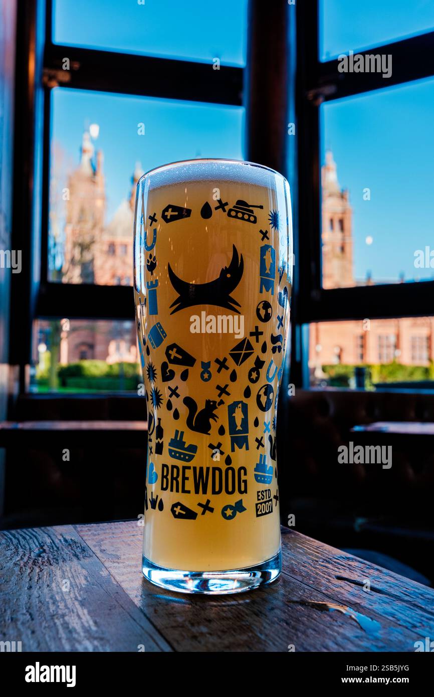 Glasgow Scotland: 8th Jan 2025: Craft beer served in a decorative glass ...