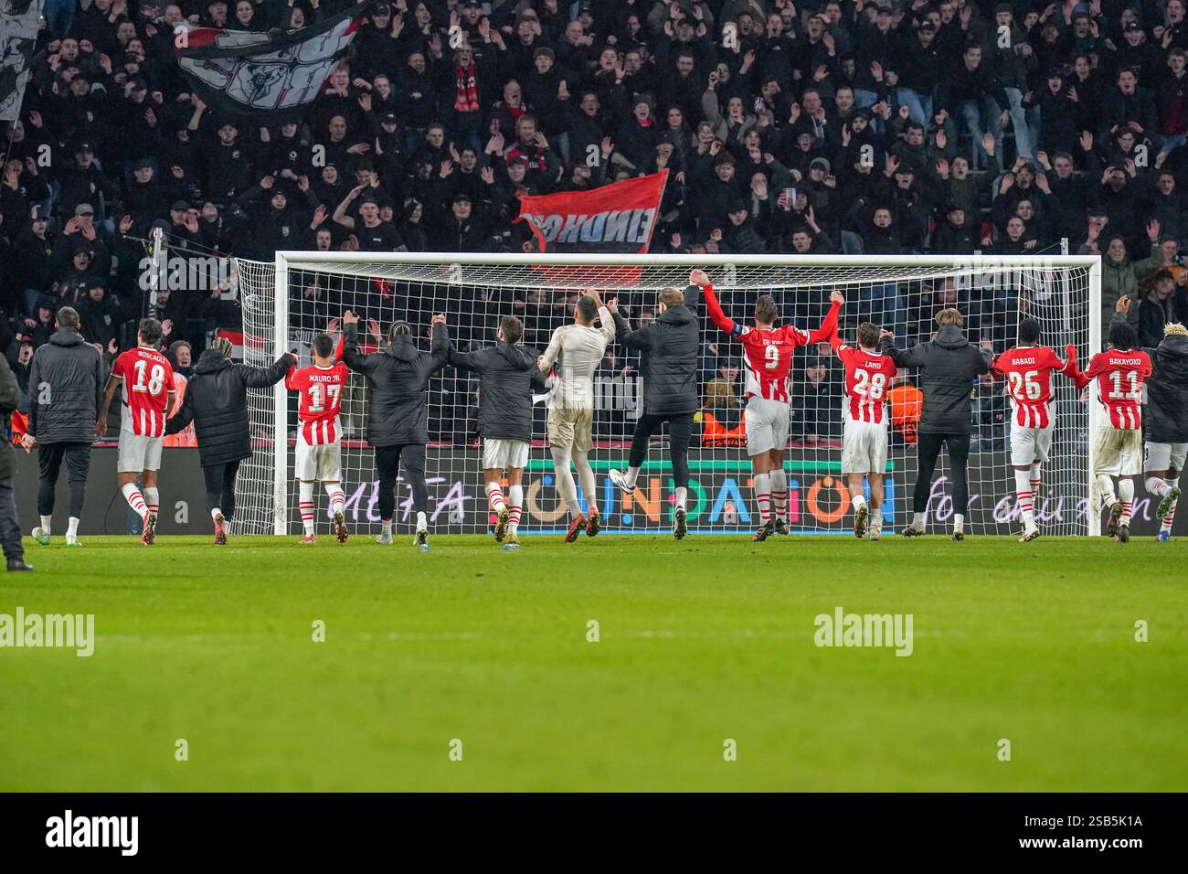 Eindhoven, Netherlands. 29th Jan, 2025. PSV Eindhoven celebrate their ...