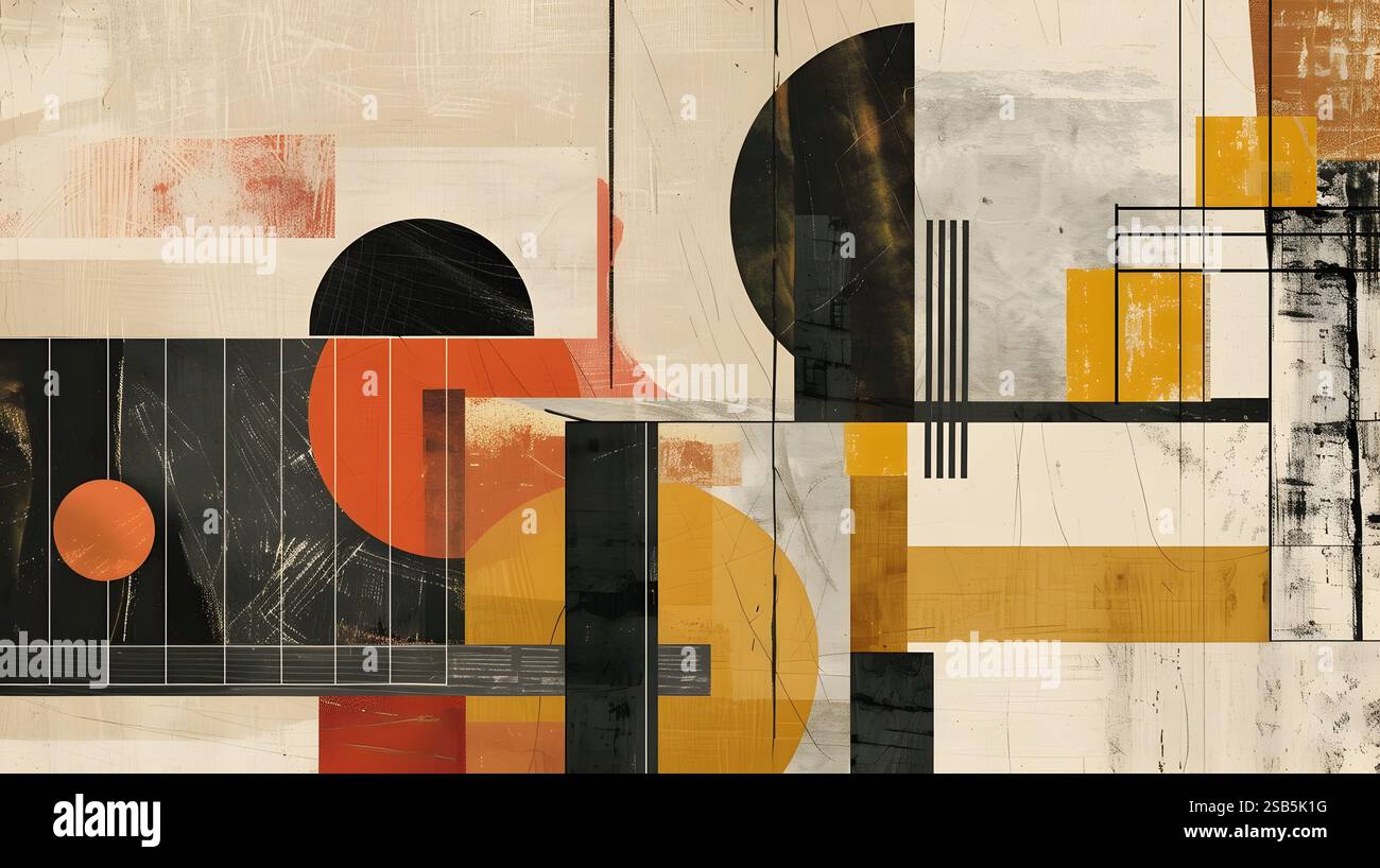 This striking midcentury modern art collage features a captivating ...