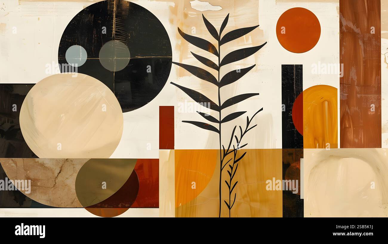 This captivating abstract collage artwork showcases a harmonious blend ...