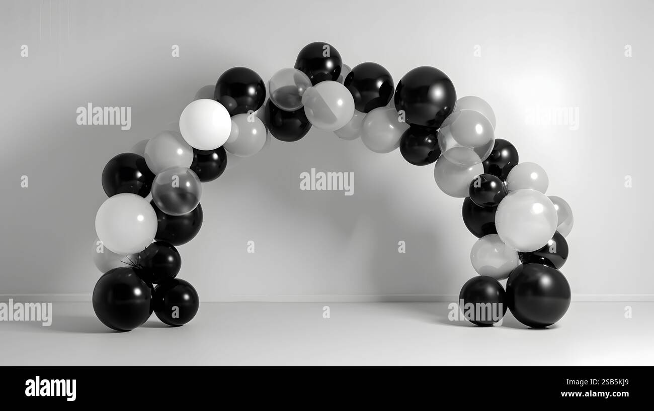 This image showcases a minimalist and stylish balloon arch design in a ...