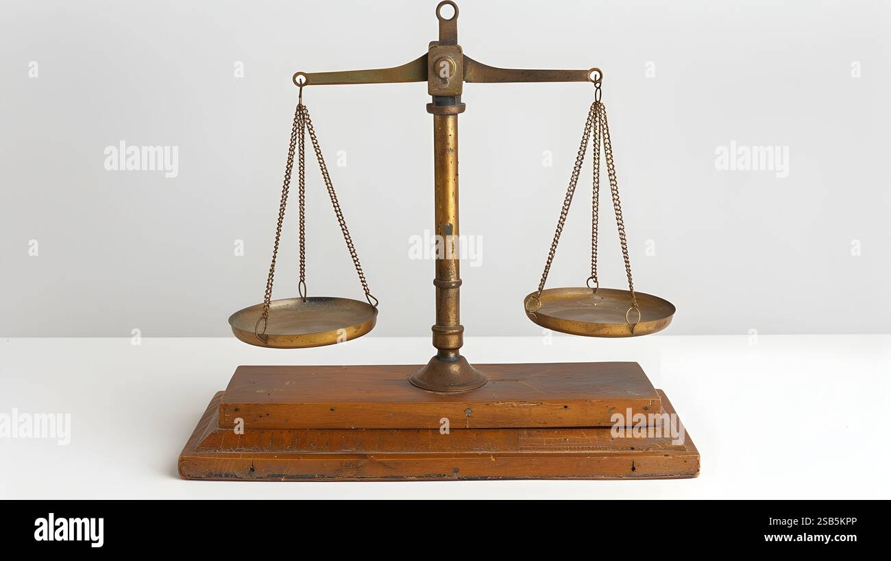 This image depicts a pair of elegant,vintage brass weighing scales ...