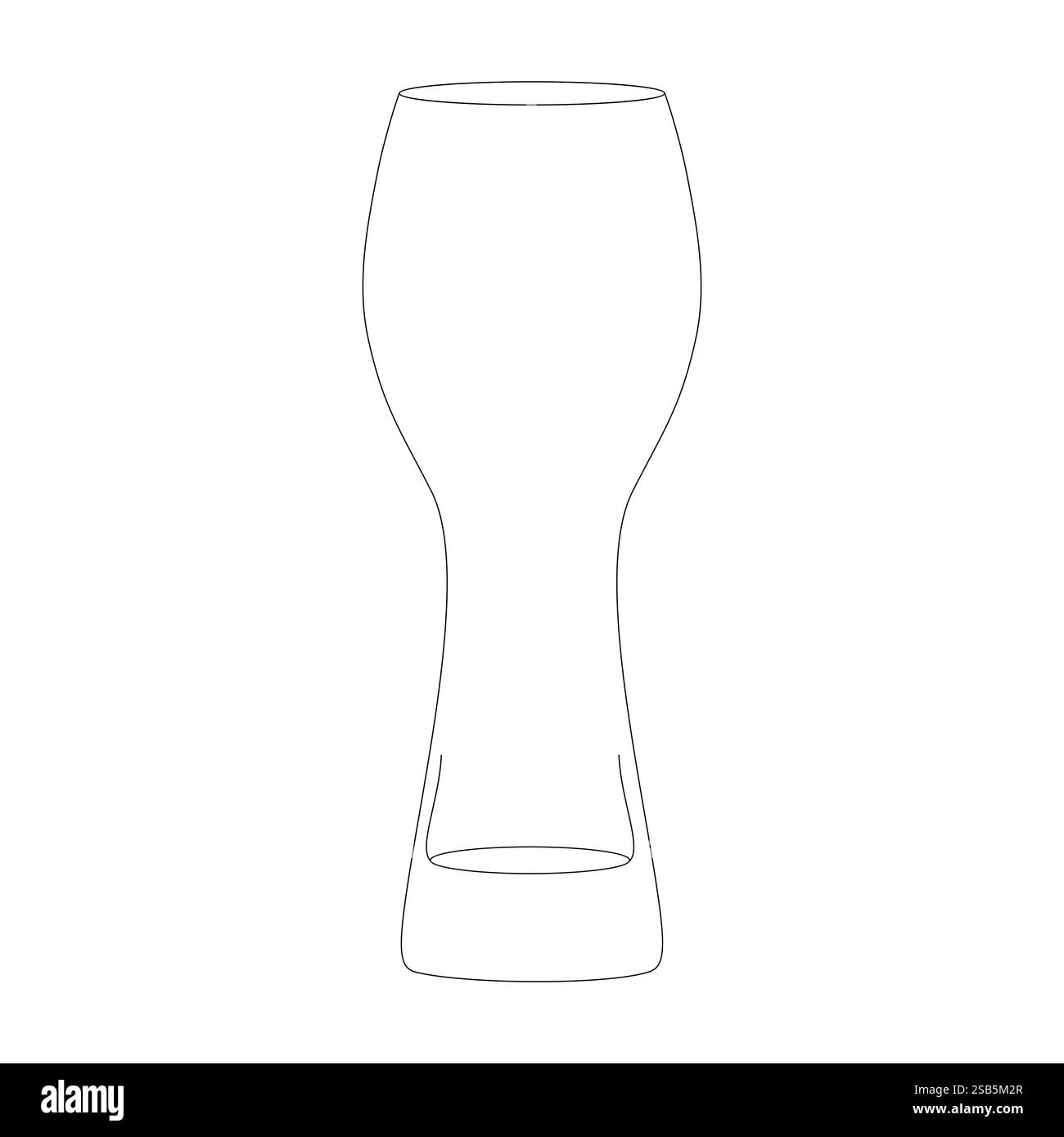 A detailed line drawing of a beer glass, showcasing its cylindrical ...