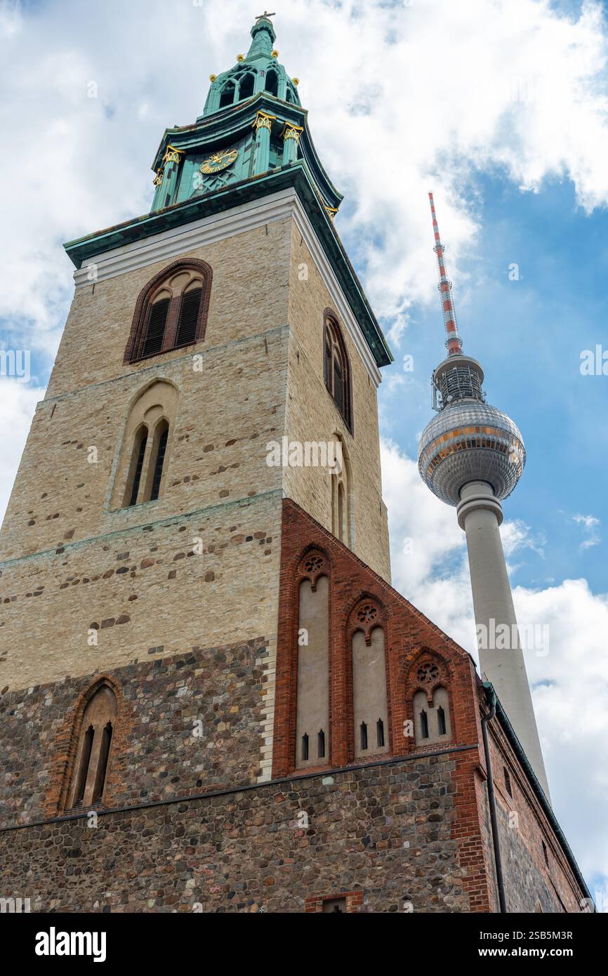 Berlin, Germany - June 24, 2024: St. Mary's Church and Berlin TV Tower ...