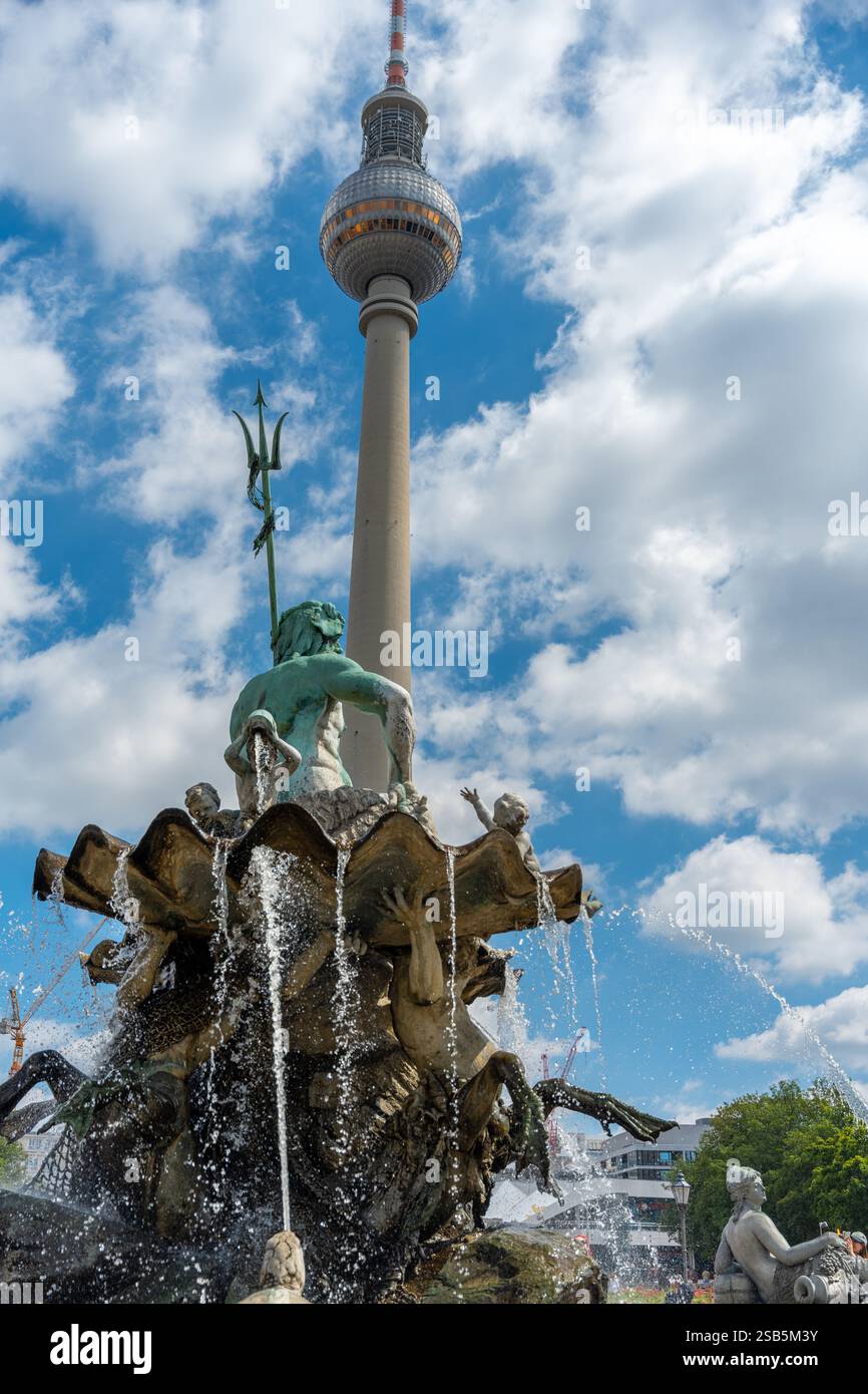 Berlin, Germany - June 24, 2024: The Neptune Statue and Berlin TV Tower ...