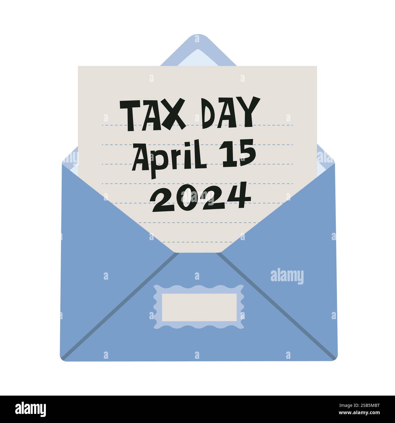 A blue envelope with a sign indicating Tax Day, symbolizing the need to ...