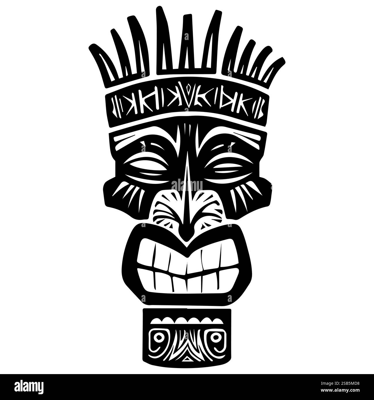 This striking tribal mask features intricate carvings and bold patterns ...