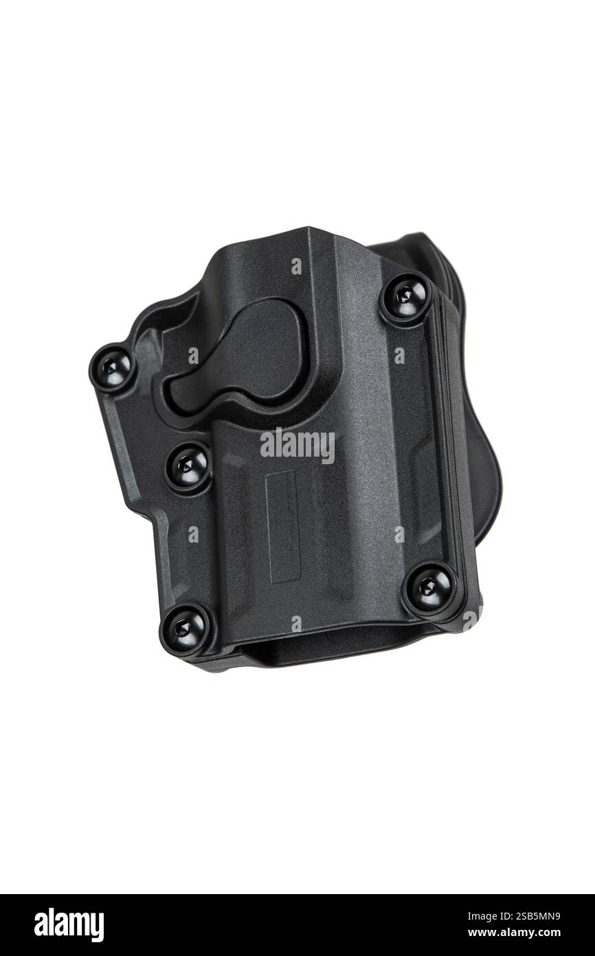 A black tactical holster with a sleek design, featuring four visible ...