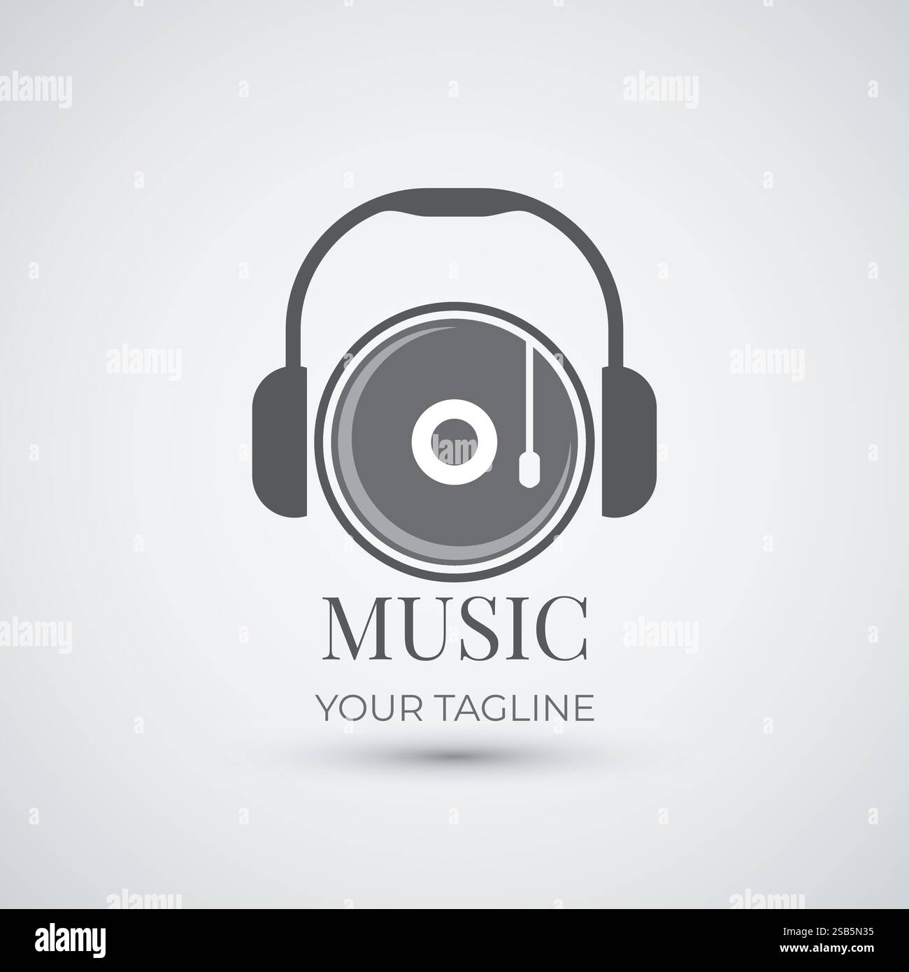 Old disc music with headphone logo design template Stock Vector Image ...