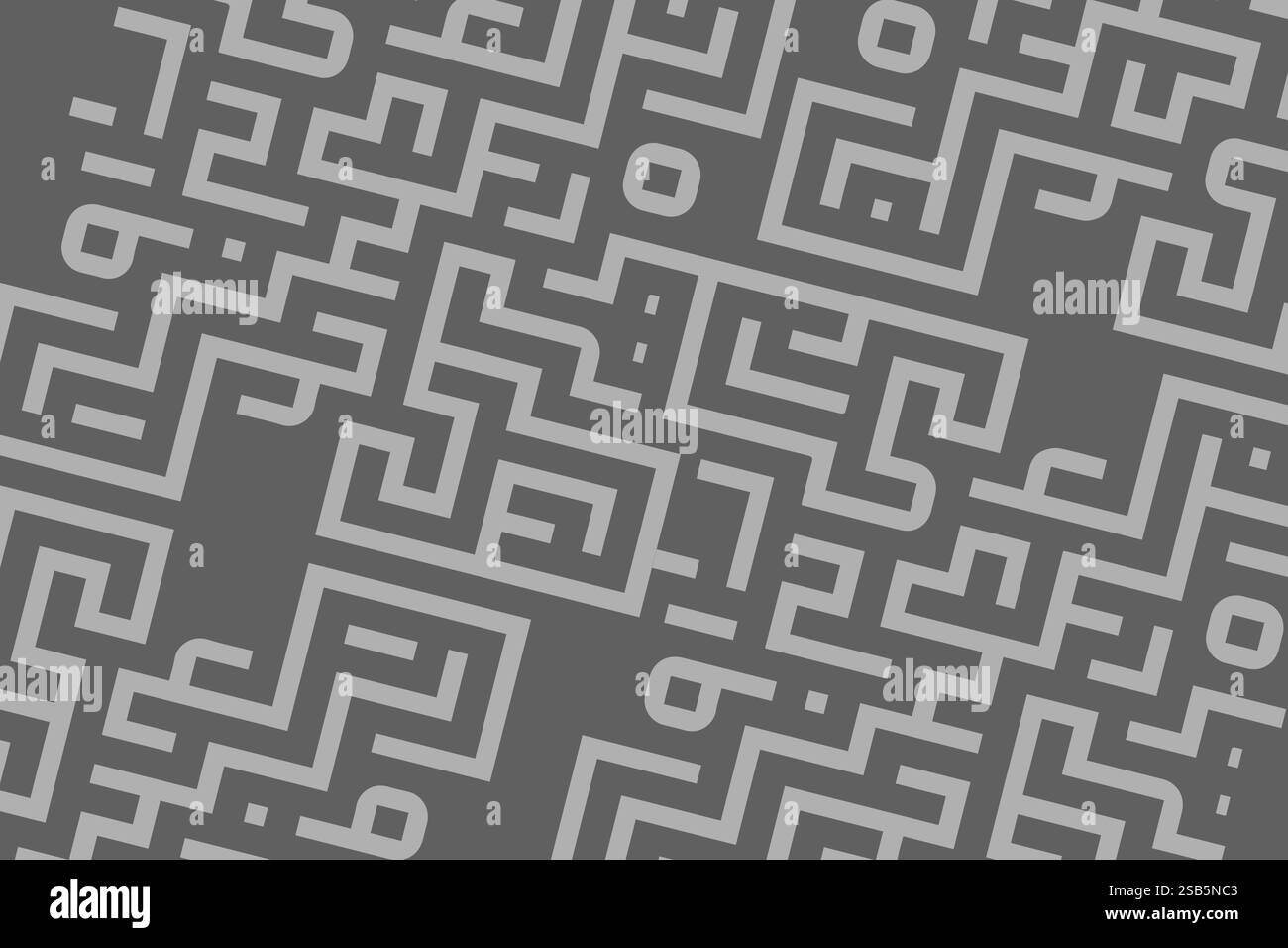 A complex maze pattern fills the image, showcasing intertwining paths ...