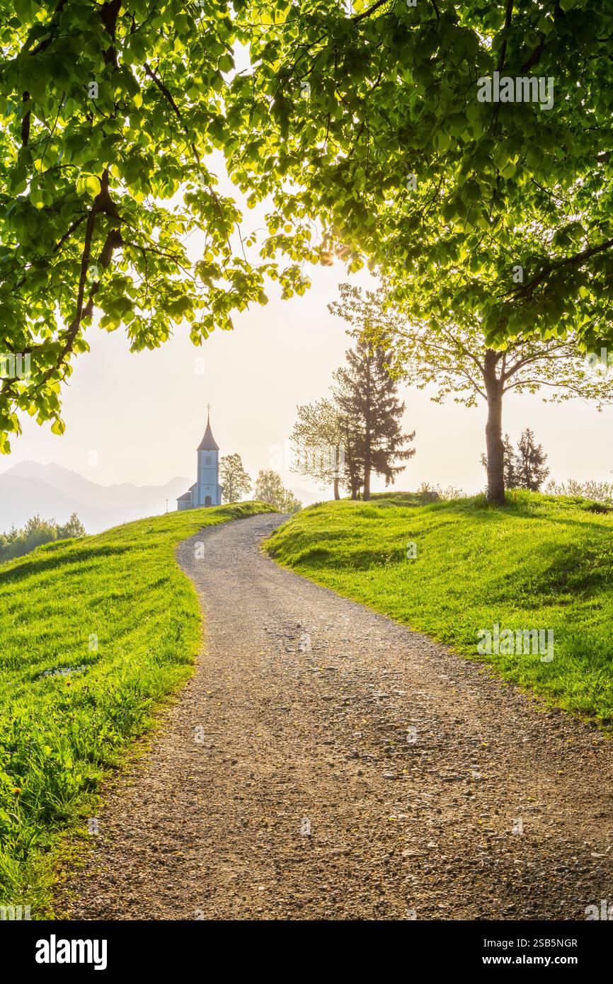 The iconic Jamik church, with Mount Triglav on the background at ...