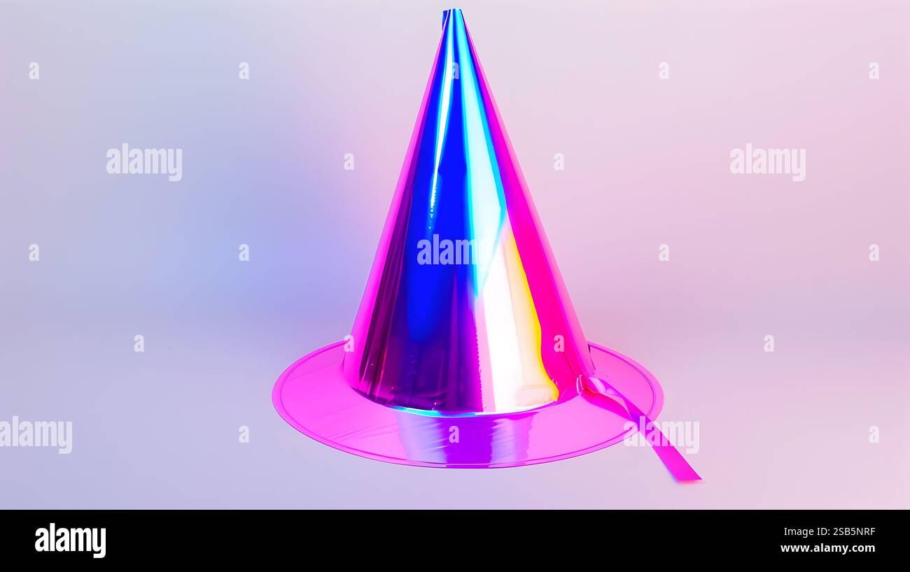 A striking neon party hat that glows under UV light,revealing a ...