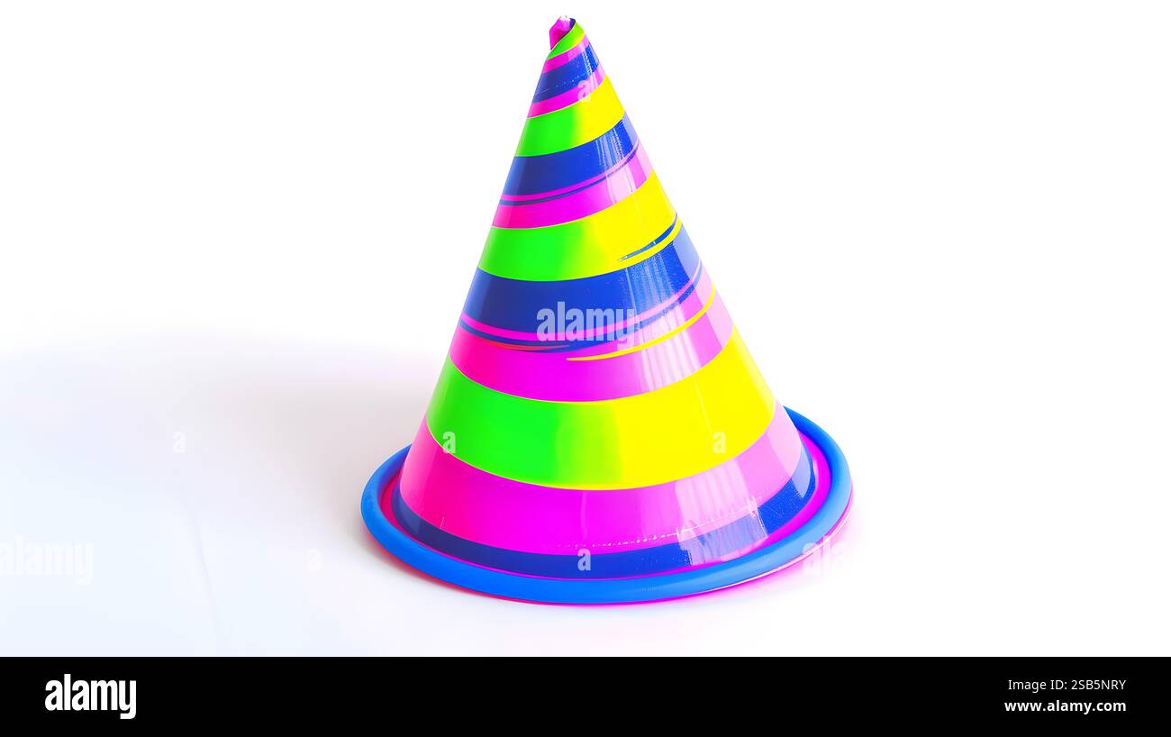 This vibrant neon party hat radiates a captivating glow under UV light ...