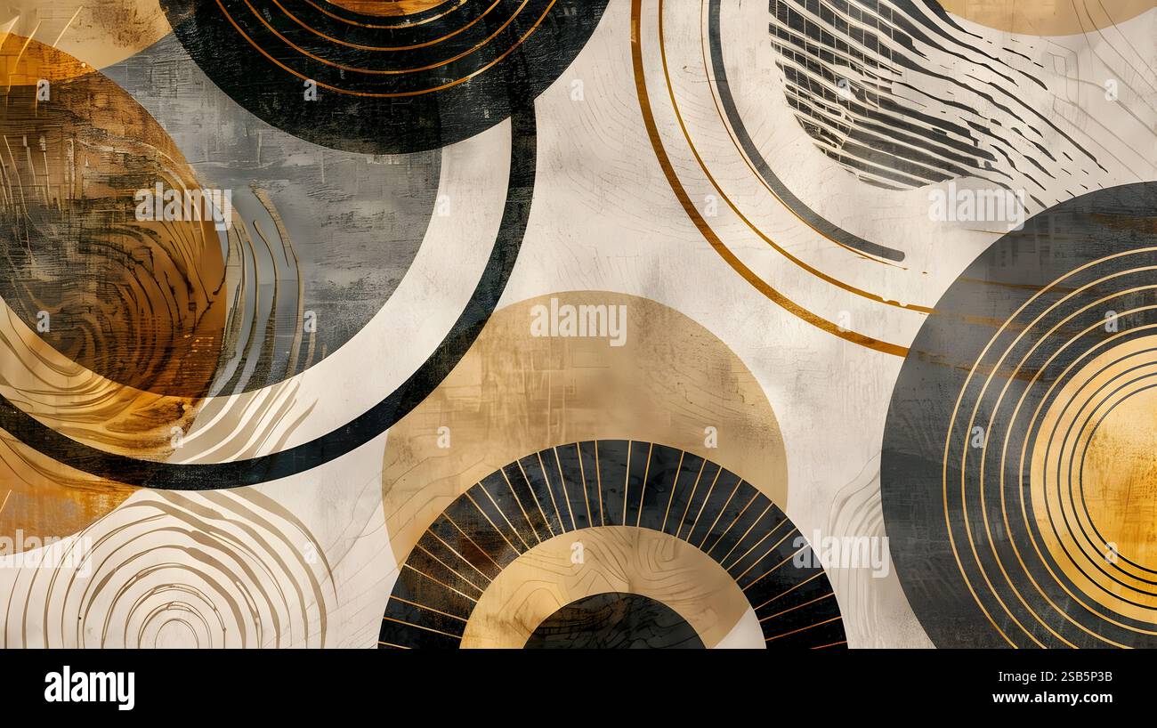 An Abstract Composition Featuring Overlapping Circular Geometric Patterns In Earthy Tones