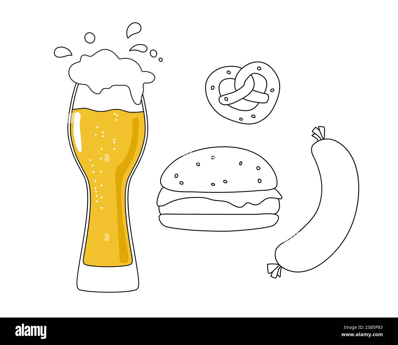 beers, alcohol and fast food burger. Vector illustration Stock Vector ...