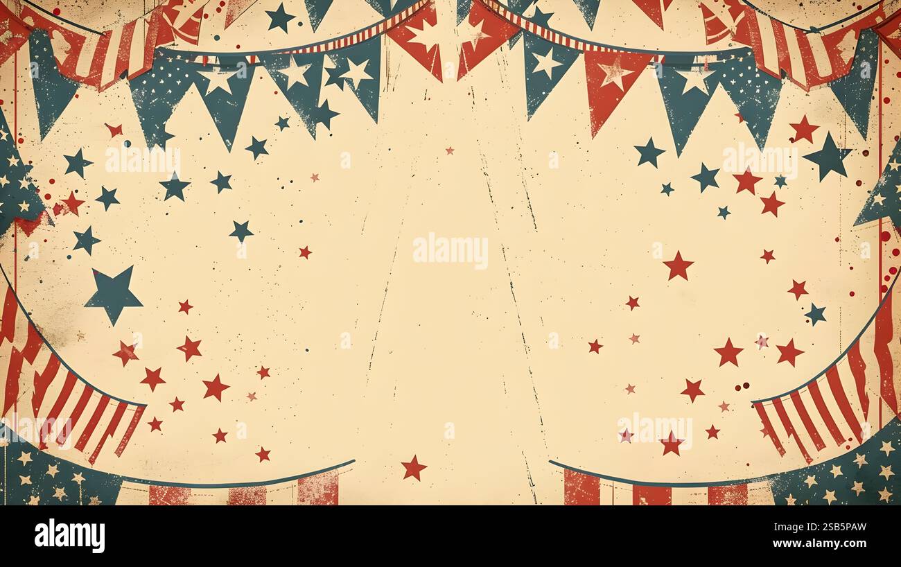 This image depicts a vintage-inspired American poster-style background ...