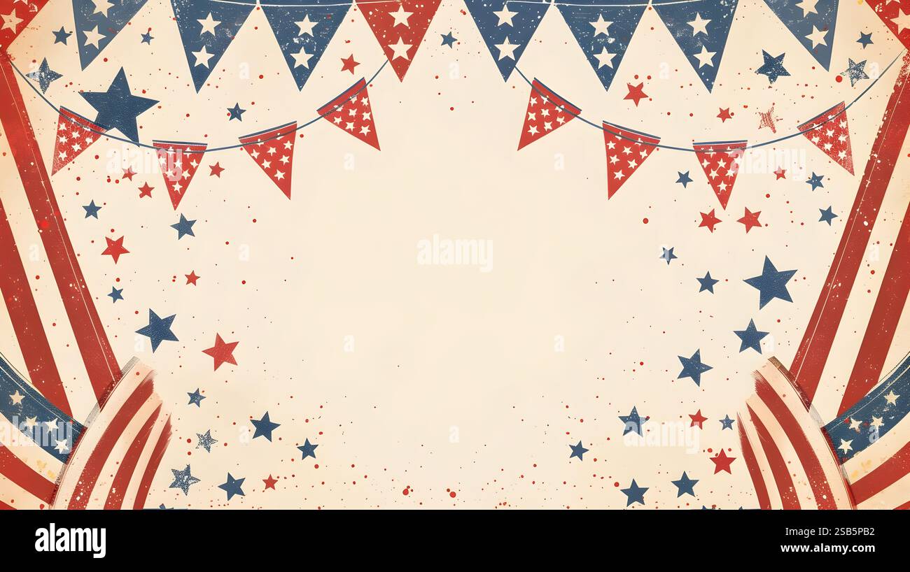 This vintage-inspired patriotic background features a bold and vibrant ...
