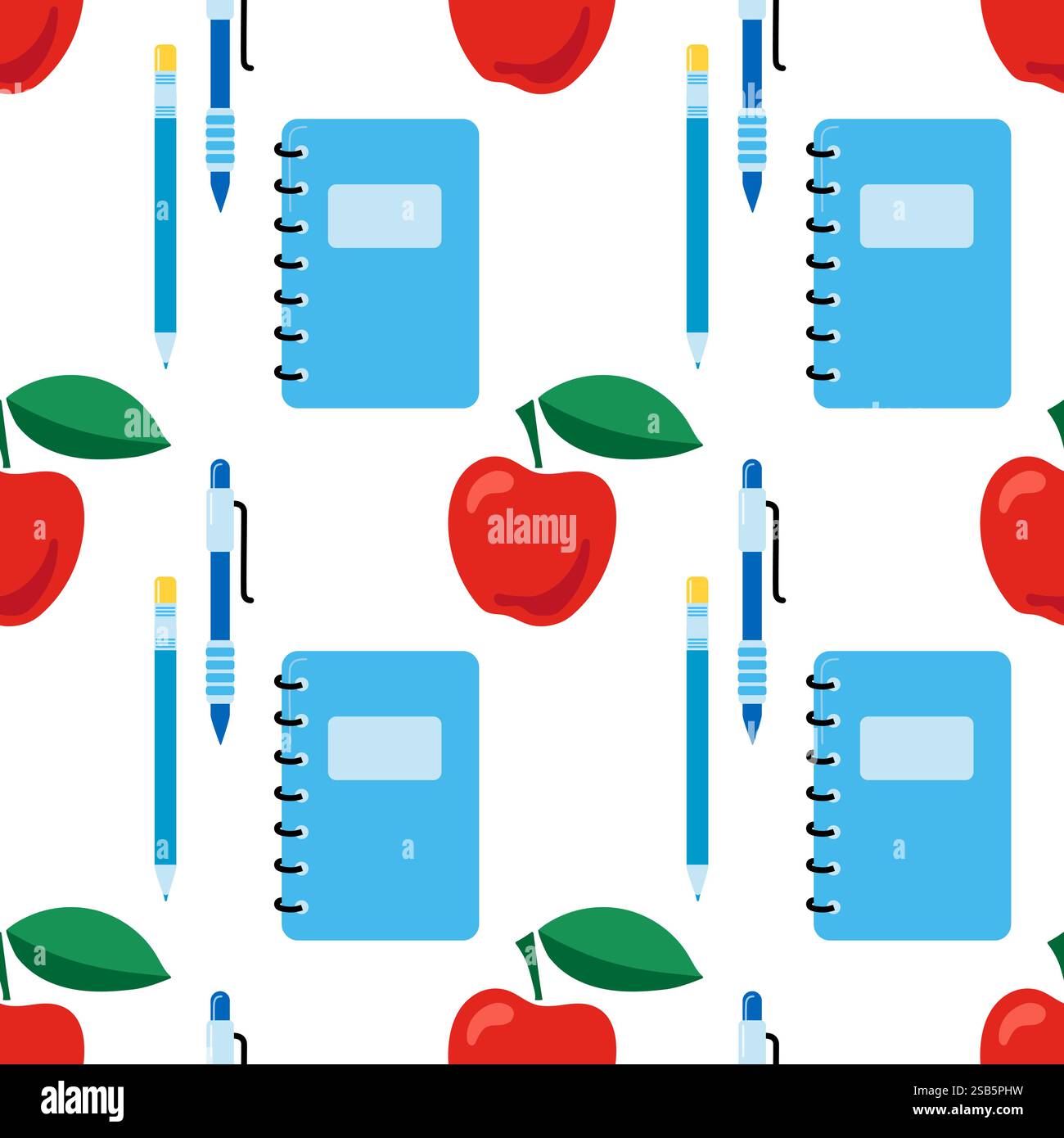 Seamless vector pattern with school theme elements. Book pencil pen ...