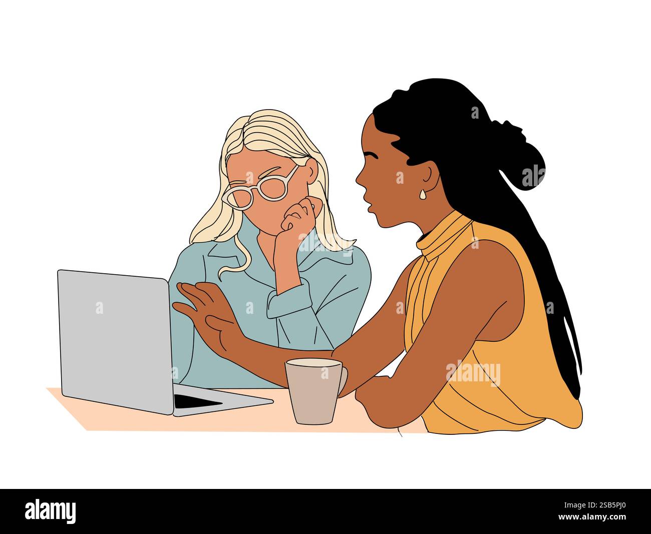Young women laptop working Stock Vector Images - Alamy