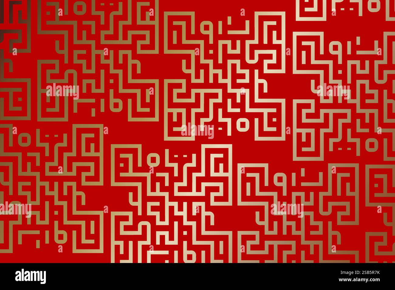 The artwork features a complex arrangement of gold geometric designs ...