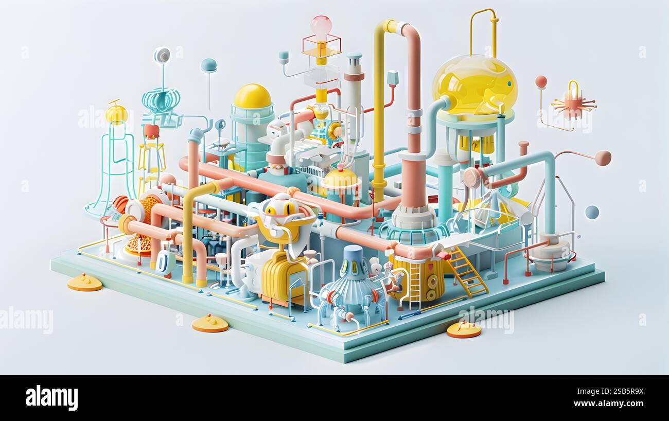 This image depicts a captivating 3D isometric of an intricate and ...