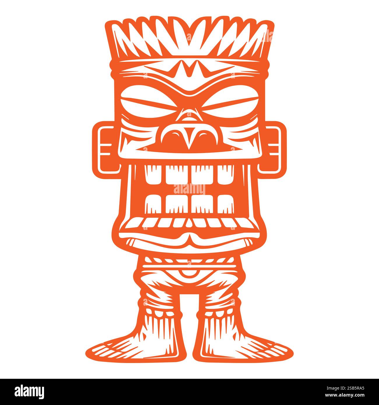 Bold tiki sculpture design in vibrant orange showcasing tribal art ...
