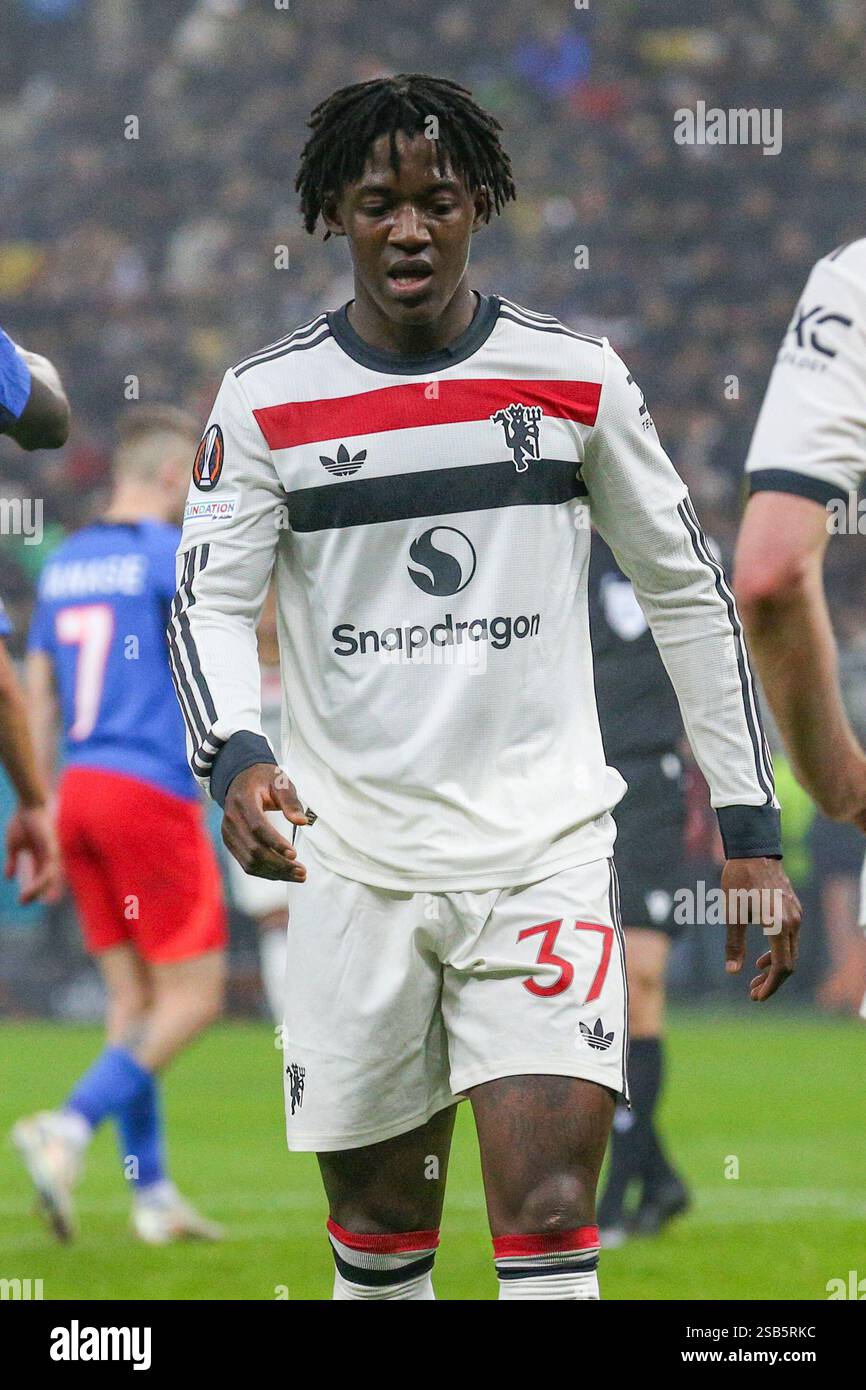 Bucharest, Romania. 30th Jan, 2025. Manchester United midfielder Kobbie ...