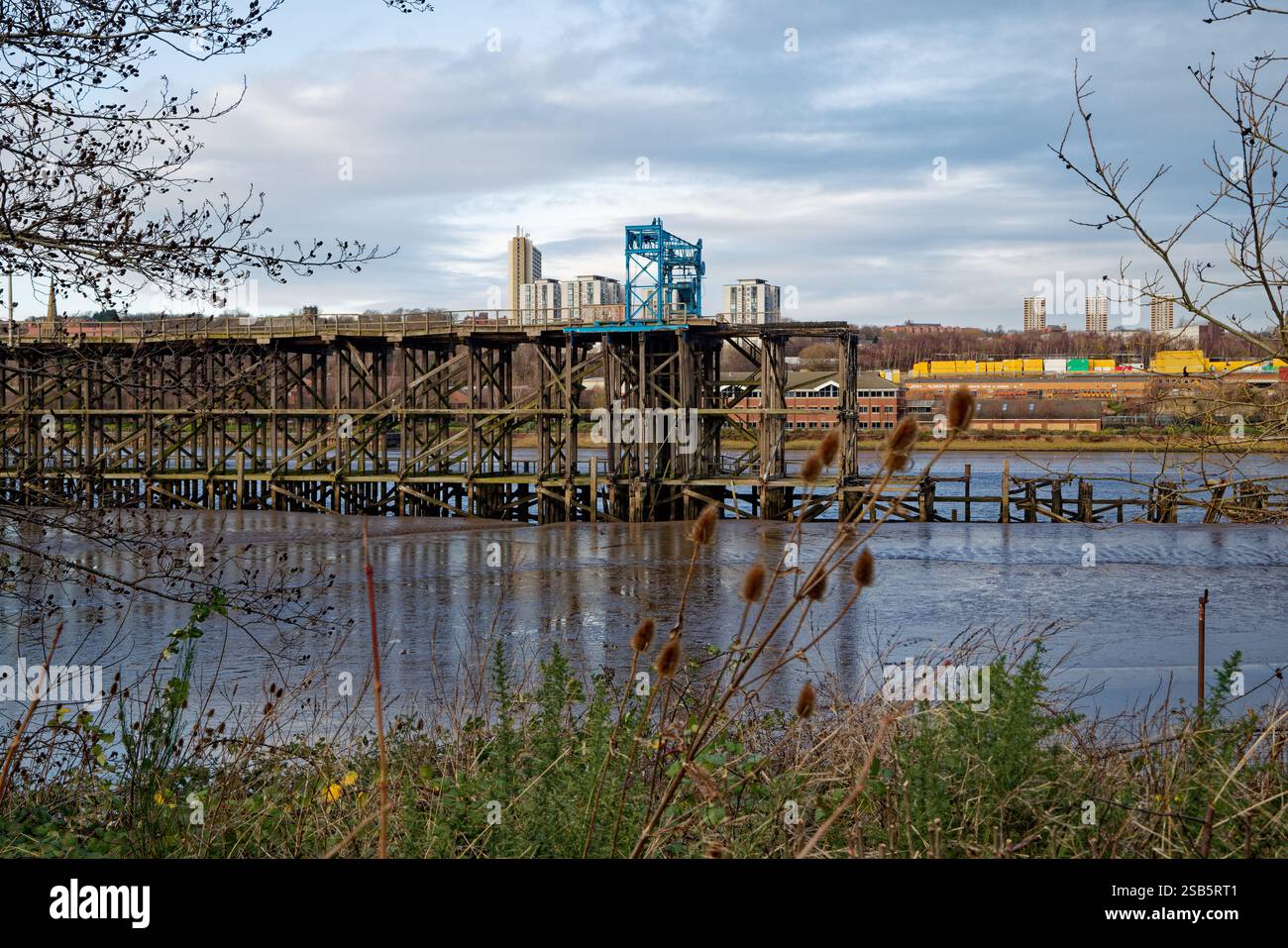 The historic structure of Dunston Coal Staithes separates the channel ...