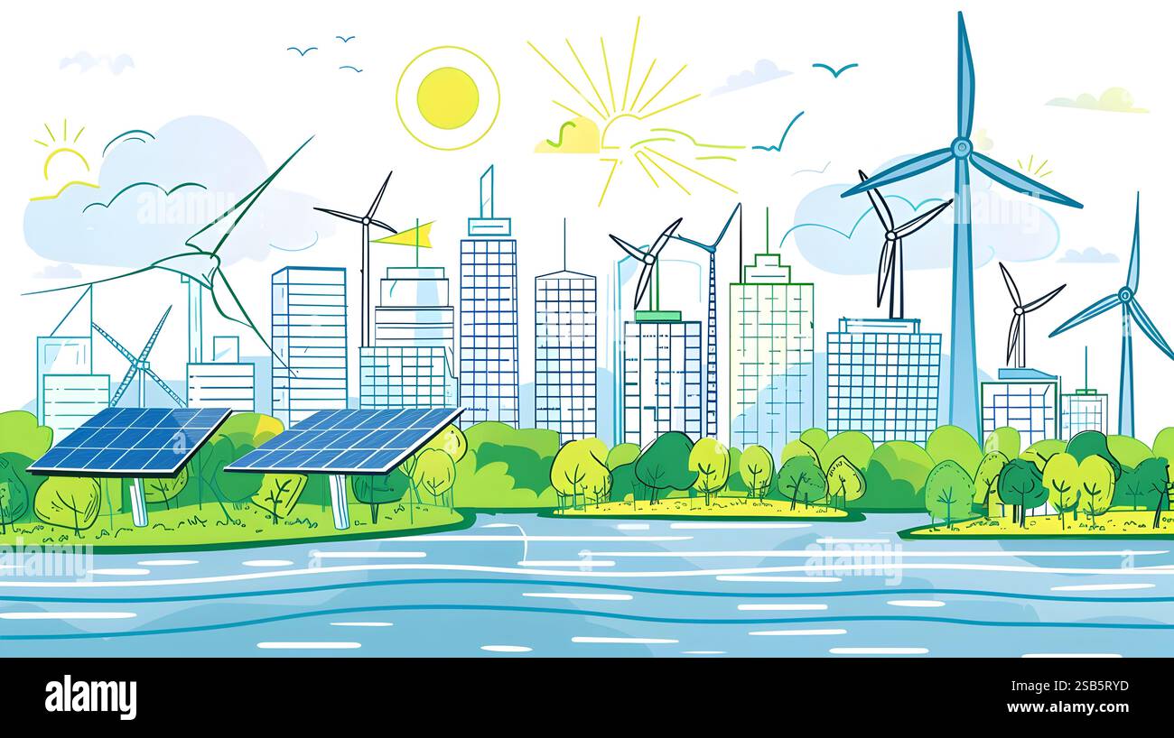 This beautifully illustrated cityscape at dawn showcases every building ...