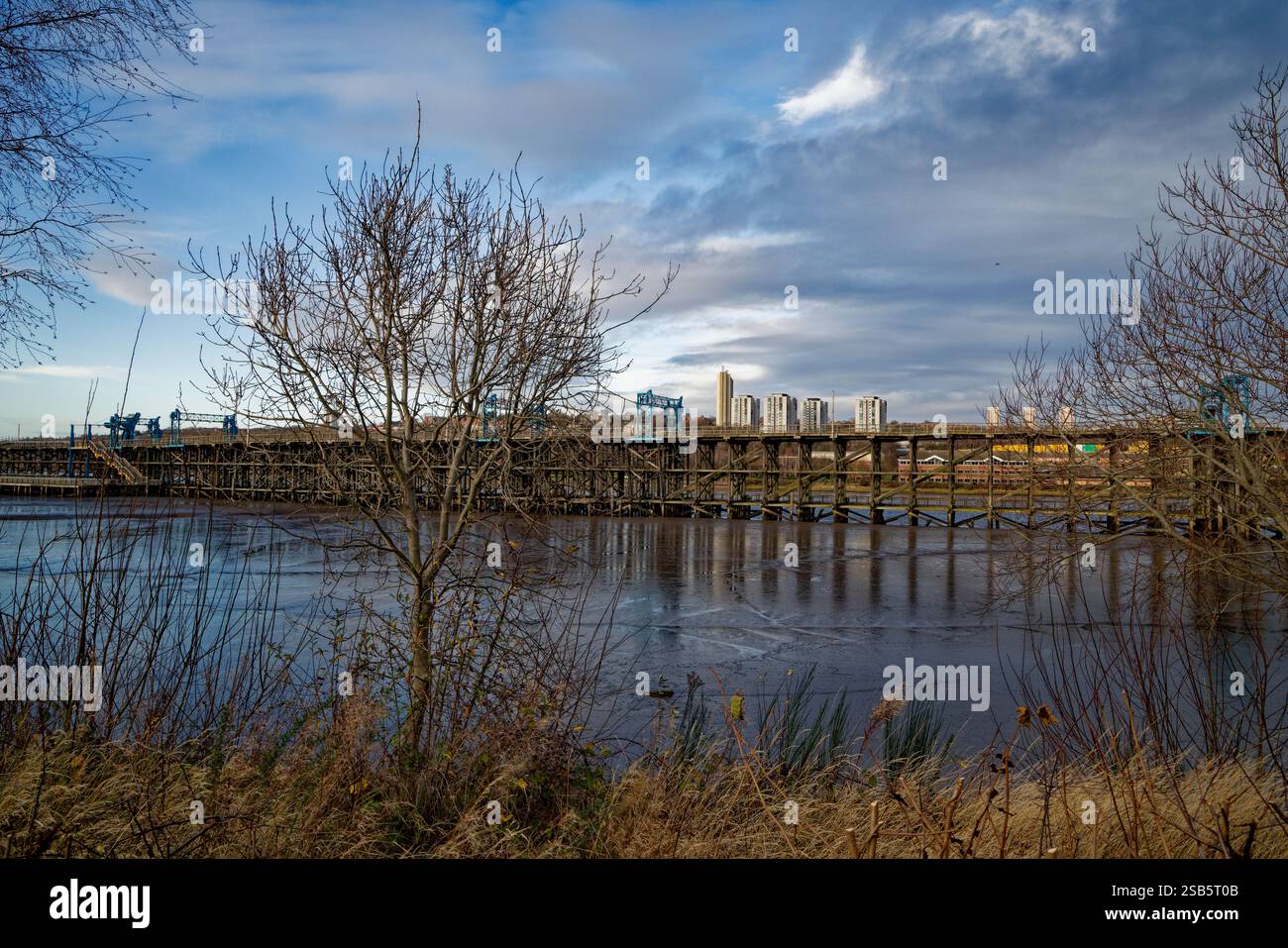The historic structure of Dunston Coal Staithes separates the channel ...