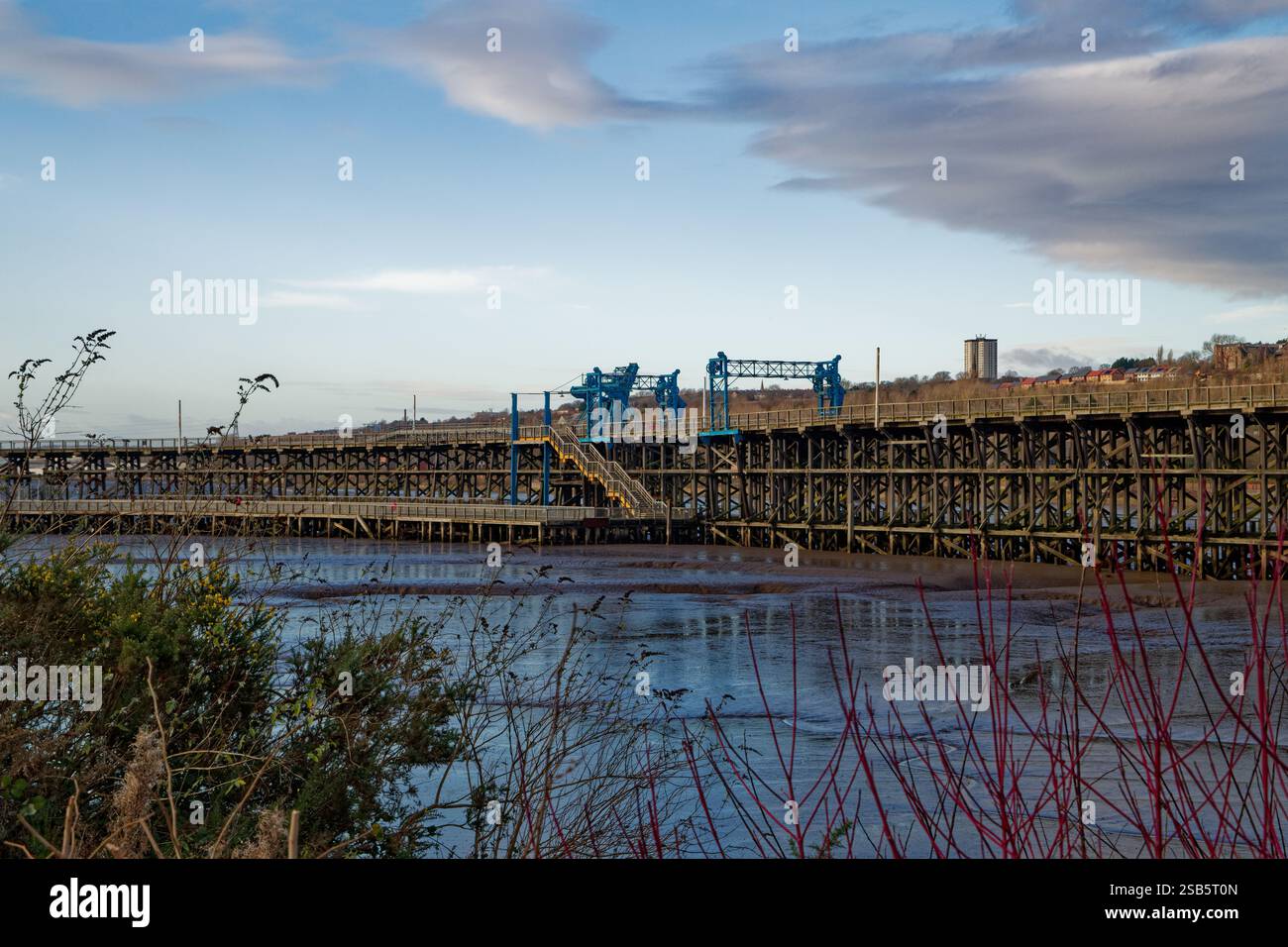 The historic structure of Dunston Coal Staithes separates the channel ...