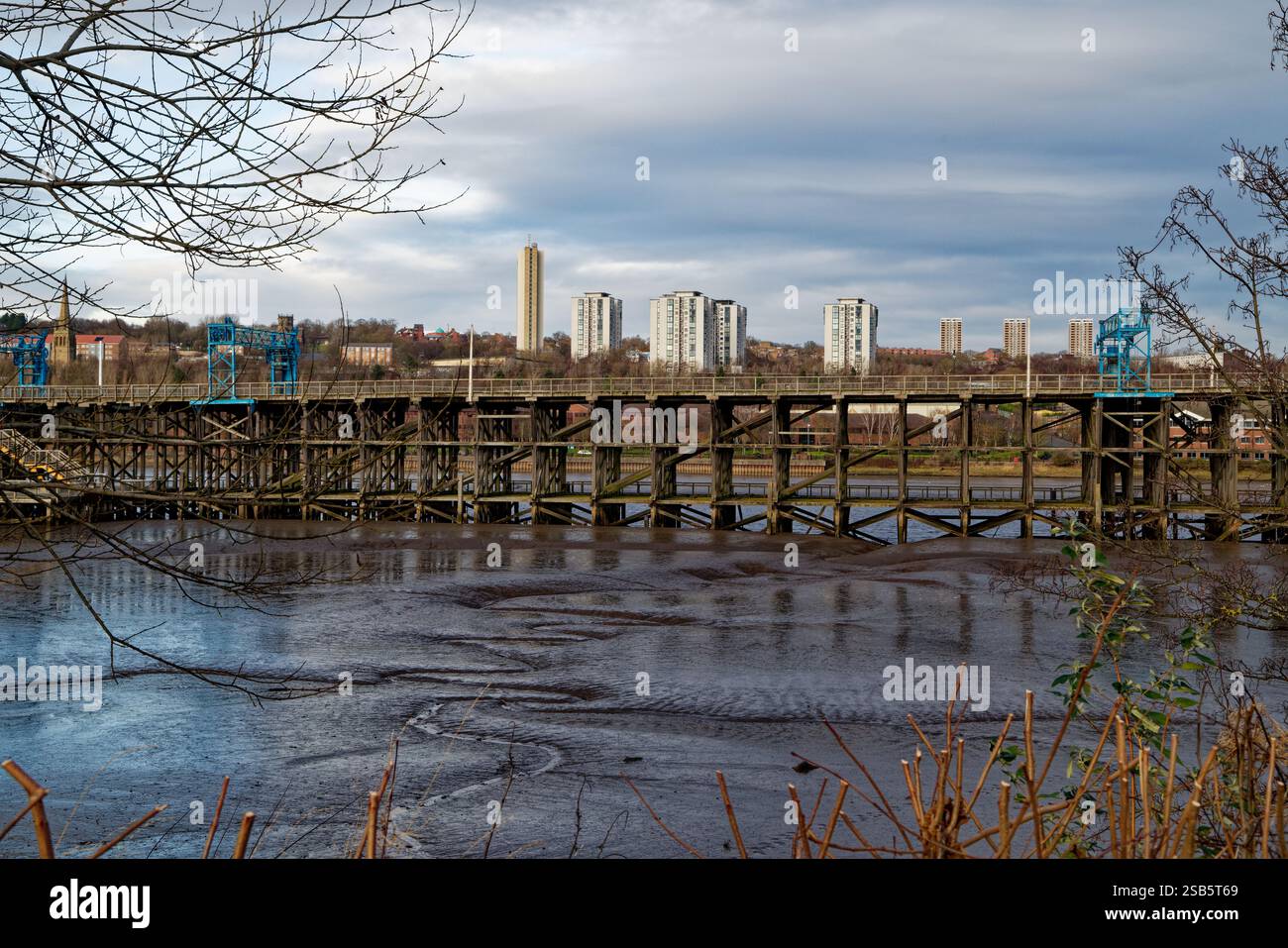 The historic structure of Dunston Coal Staithes separates the channel ...