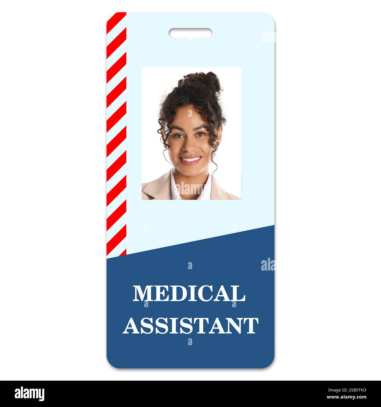Medical assistant badge with photo of woman on white background Stock ...