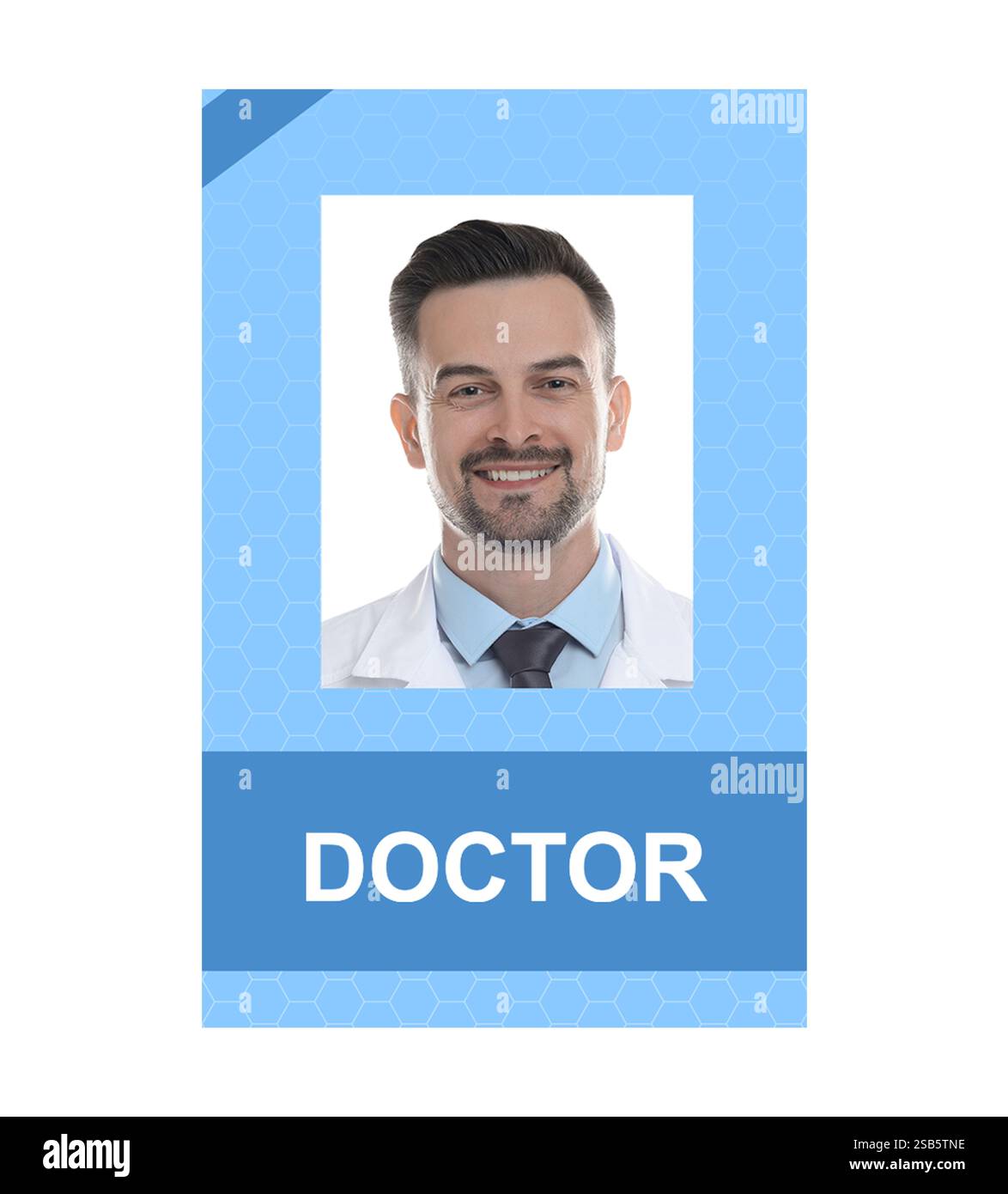Doctor's badge with photo of man on white background Stock Photo - Alamy