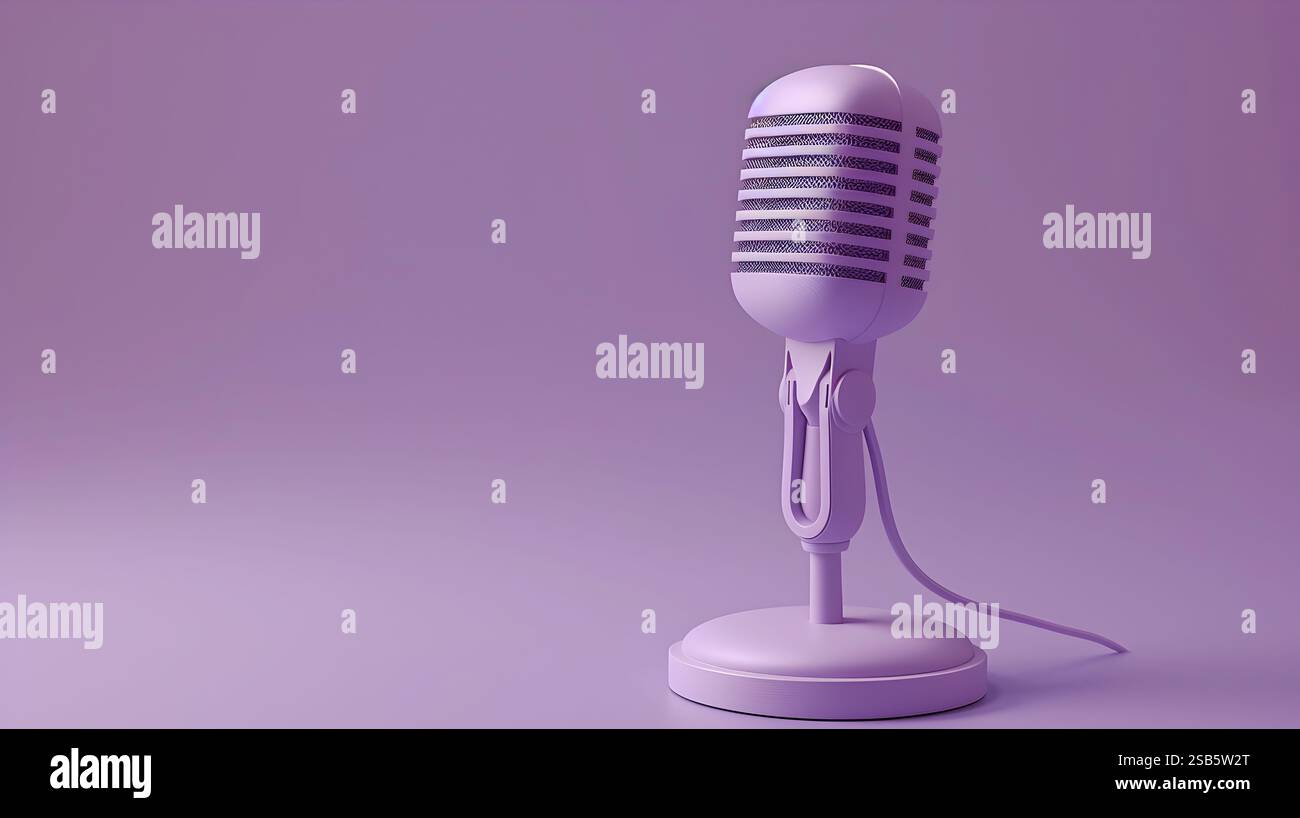 This image depicts a simple and elegant 3D microphone icon in a gentle ...