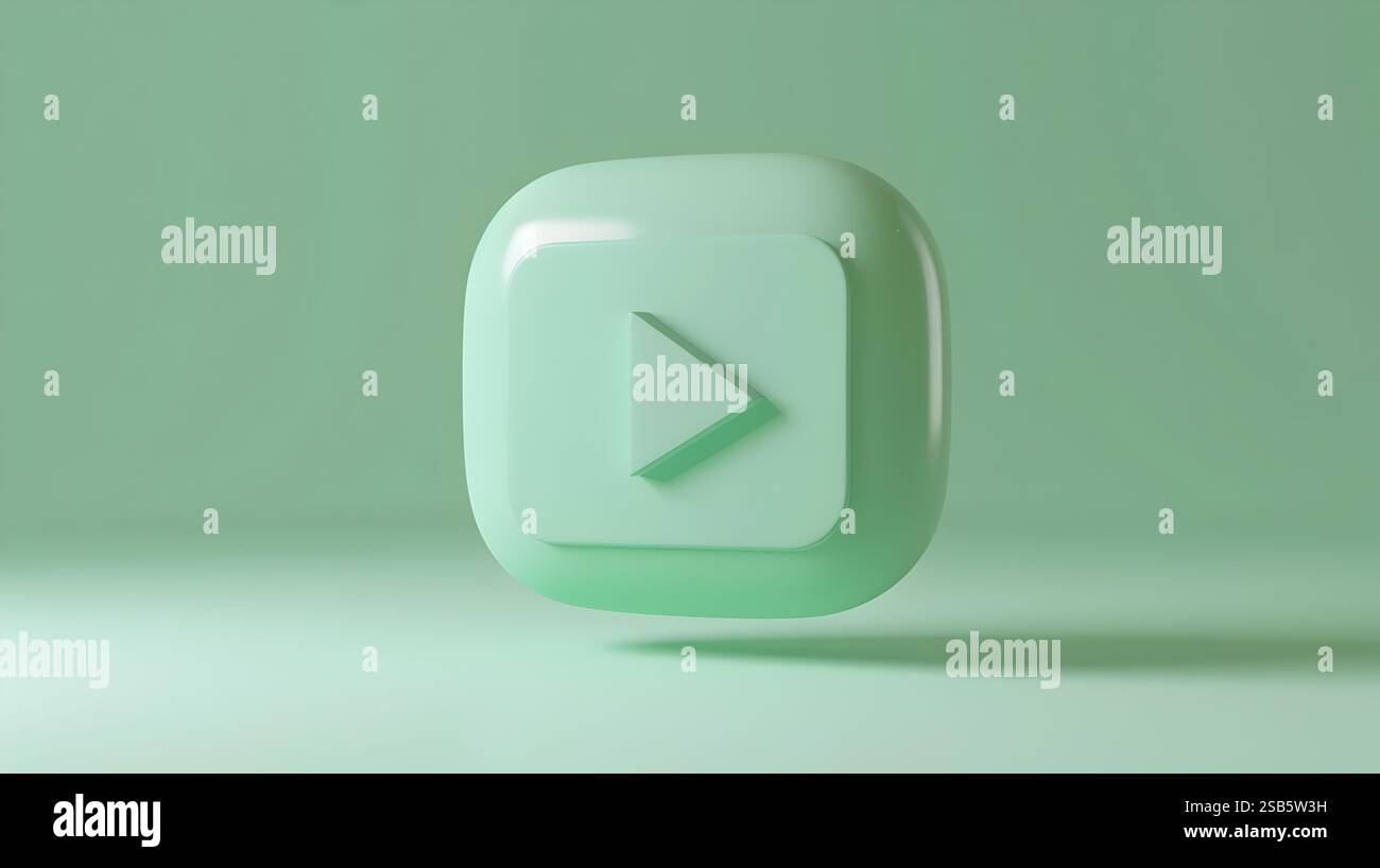 This image depicts a captivating 3D video play button icon in a ...