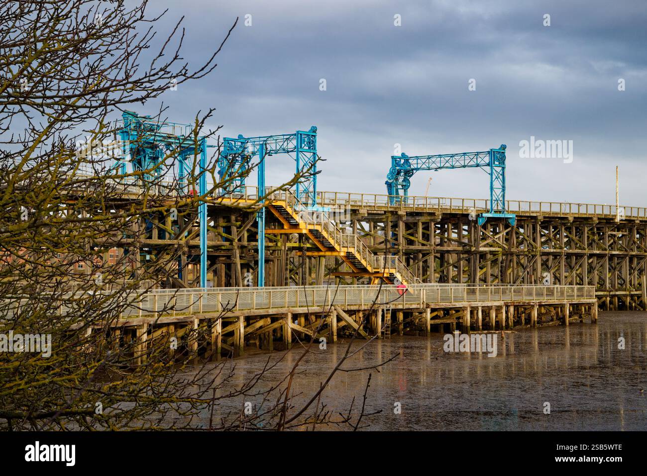 S section of the wooden trestle railway structure of Dunston Staithes ...