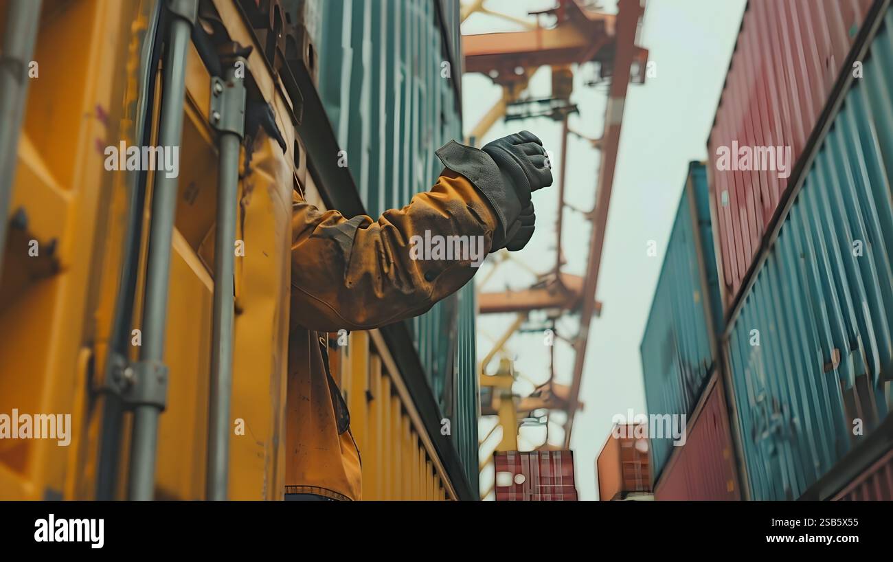 This image captures the precision and skill of a crane operator as they ...