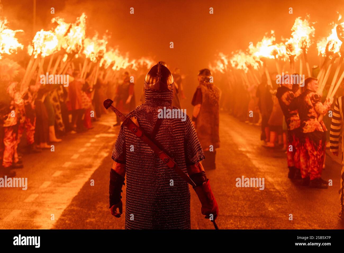 Up Helly Aa 2025 fire festival in Lerwick on the Shetland Isles held on ...