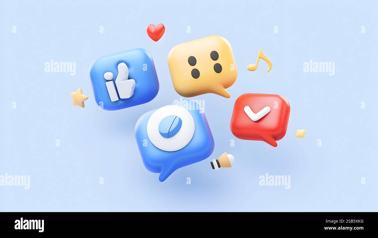 This image depicts a playful and softly illuminated collection of 3D ...