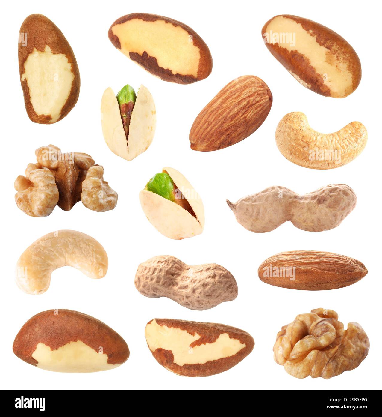 Brazil and other nuts isolated on white, set Stock Photo - Alamy