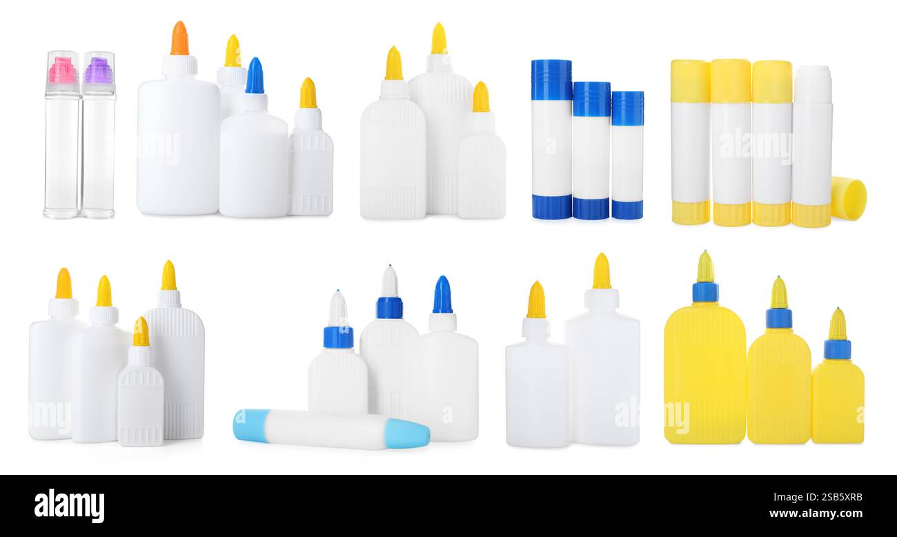 Glue of different types isolated on white, set Stock Photo - Alamy