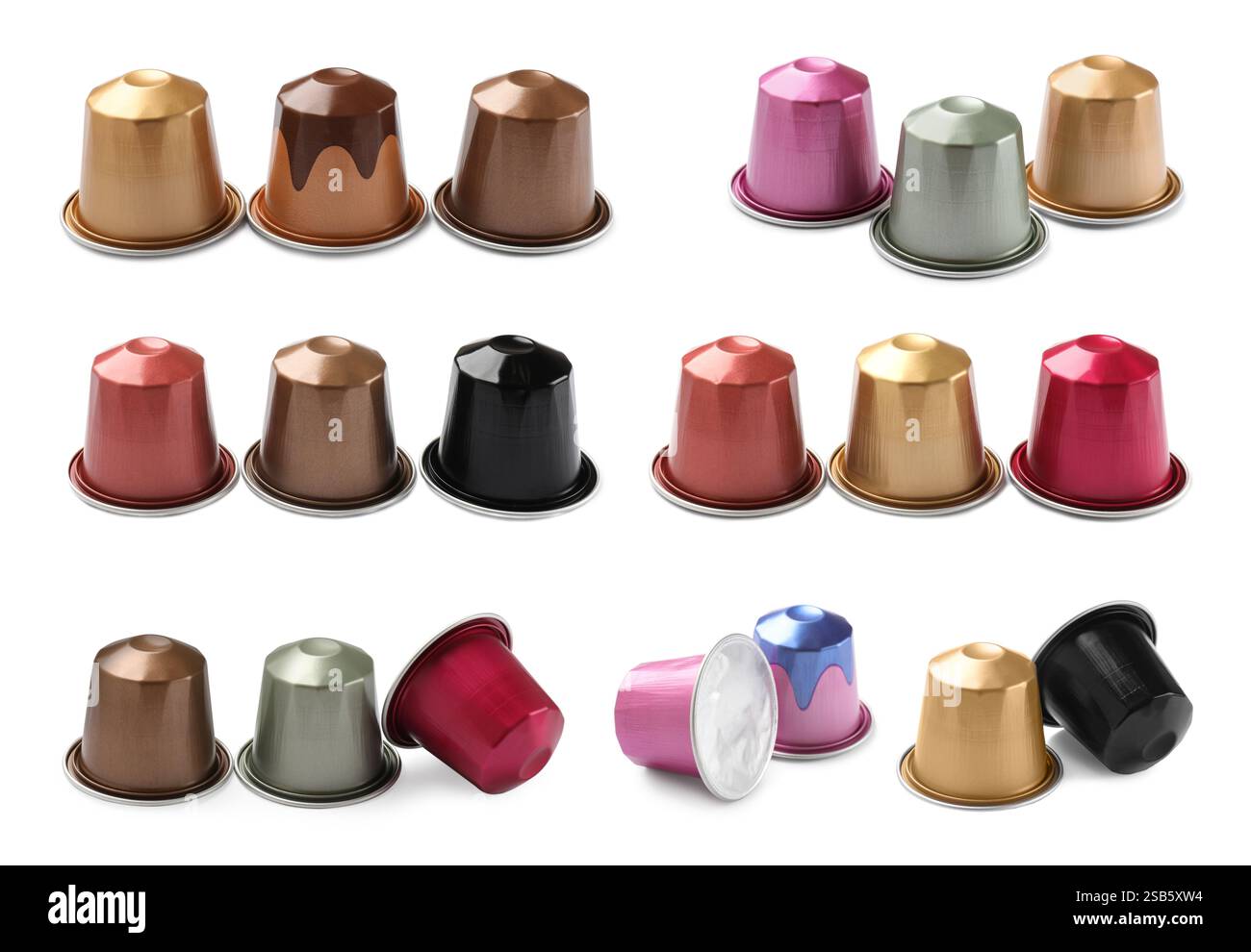 Many different coffee capsules isolated on white, set Stock Photo - Alamy