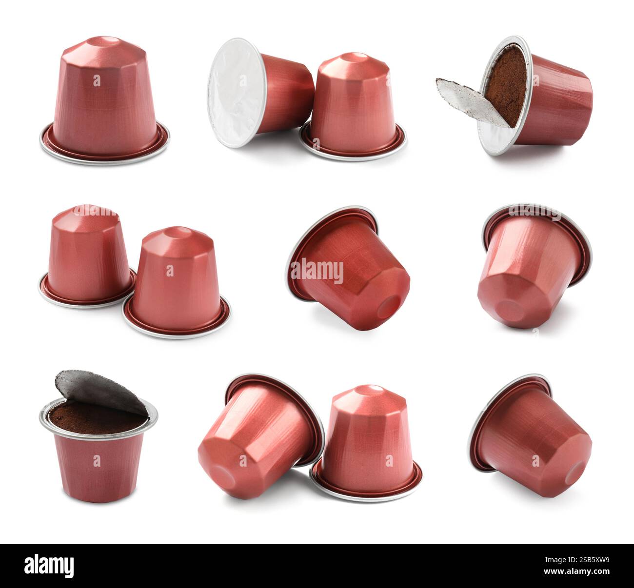 Many coffee capsules isolated on white, set Stock Photo - Alamy