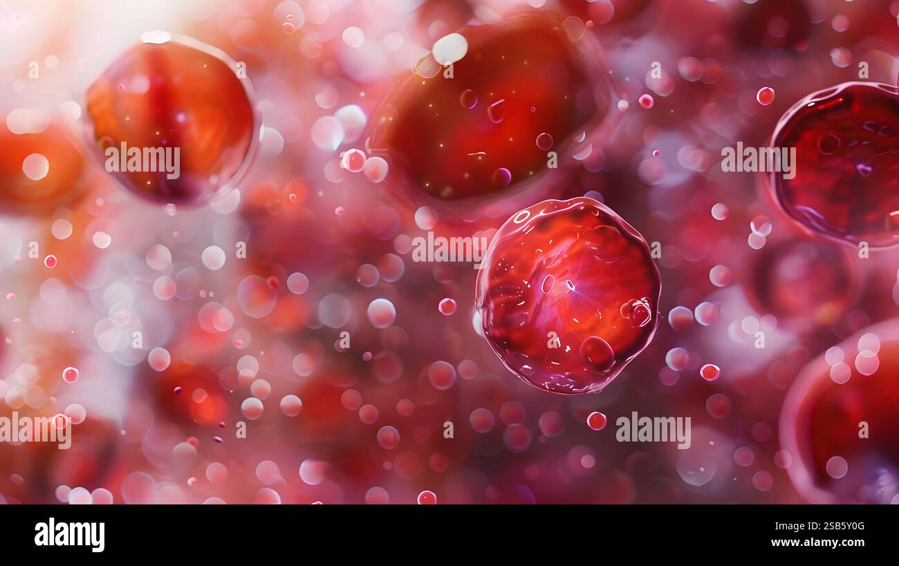 This hyperreal,macro-scale image offers a interpretation of blood cells ...