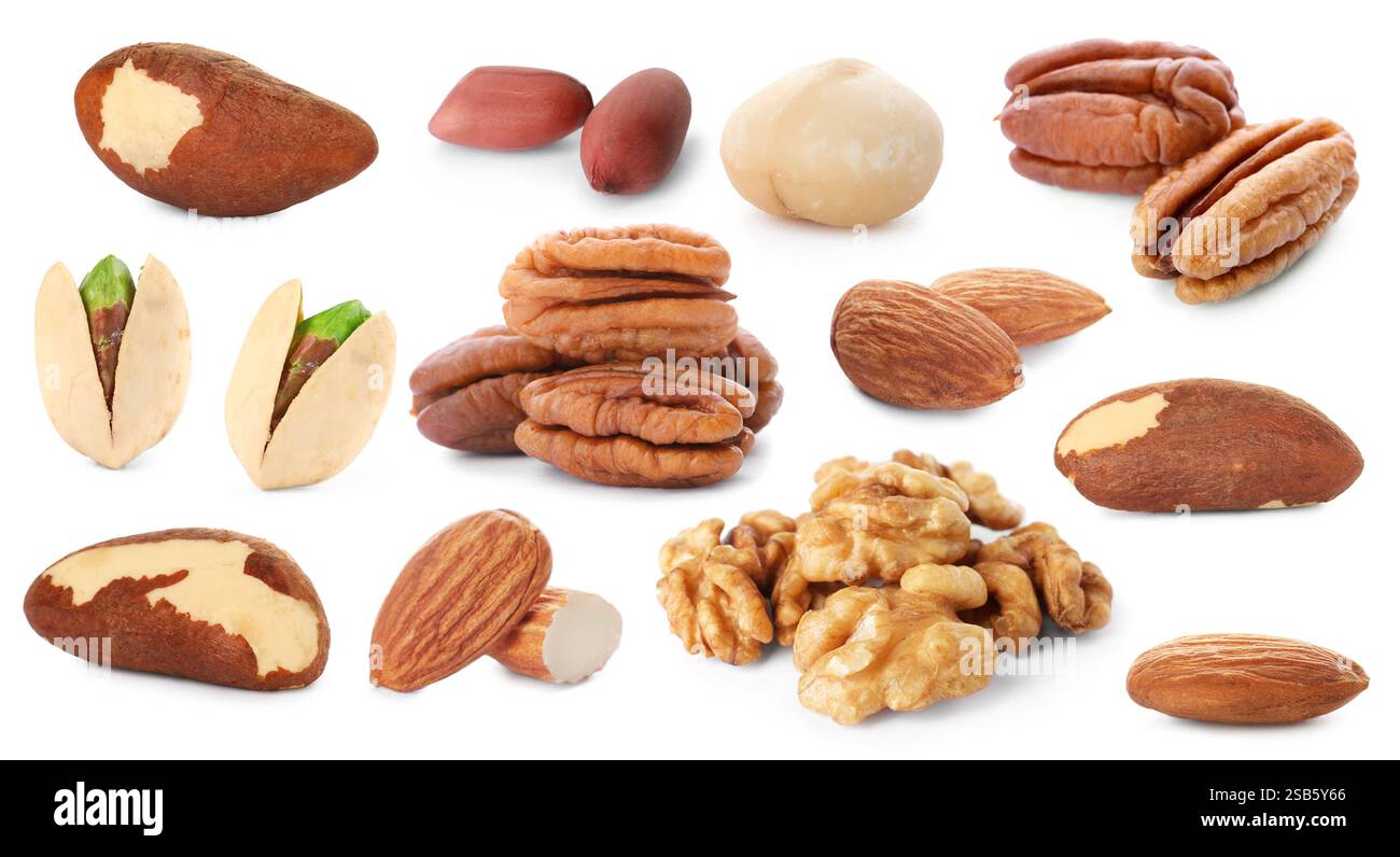 Brazil and other nuts isolated on white, set Stock Photo - Alamy